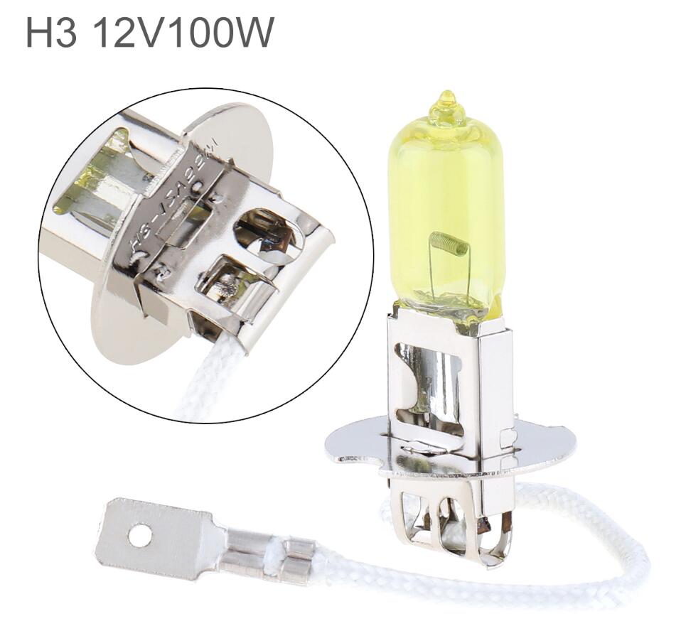 12V H3 100W 2500K Yellow Light Super Bright Car Halogen Lamp Auto Front ...